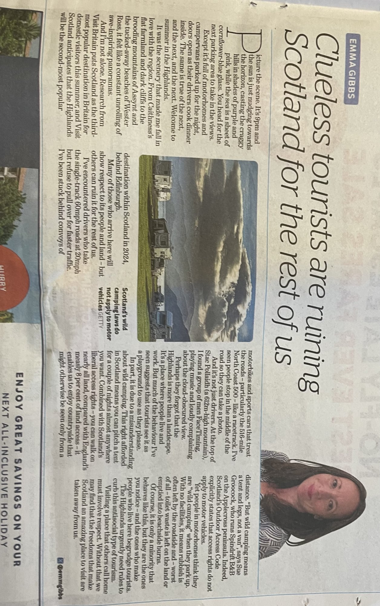 In the I newspaper today | Wild Camping for Motorhomes